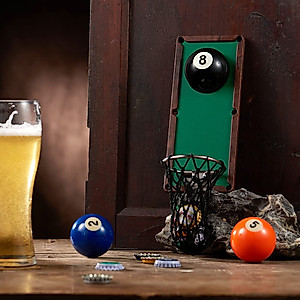 Arola Magnetic Billiard Ball Bottle Opener, Removable Metal Wall Mounted Opener with Cap Catcher Collector, Birthday Gift for Billiards Enthusiast, Beer Lovers and Men, as Kitchen Yard Bar Decoration