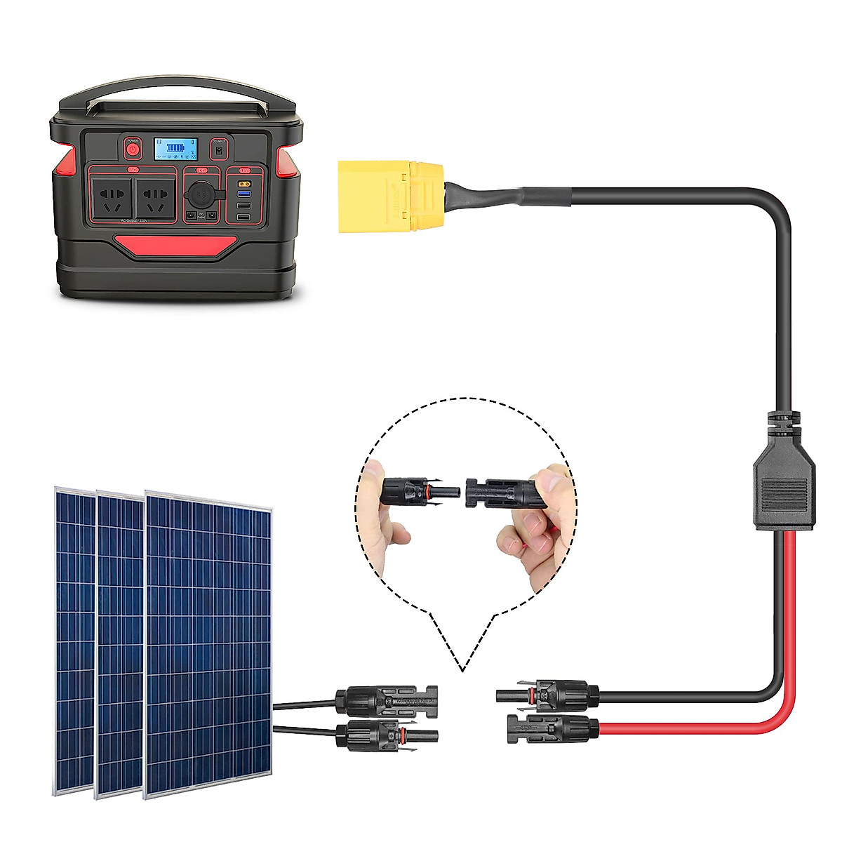 RIIEYOCA Solar Connector to XT90 Male Adapter Cable,1.8m/5.9ft XT90 Male Connector Connect Solar Panel for Solar Generator,Portable Power Station,Lipo Battery etc