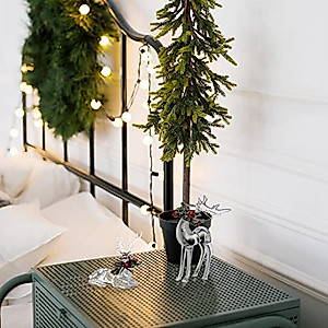 Queekay 2 Pcs Acrylic Christmas Reindeer Ornaments Clear Deer Figurine and Reindeer Table Top Decorations Holiday Table Centerpiece（Pretty Style）