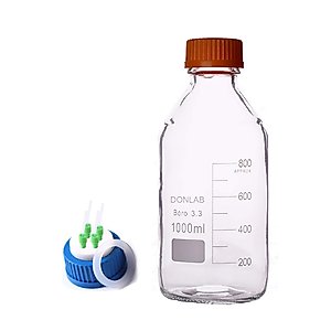 DONLAB MBQ-20L4 Borosilicate Glass 20000ml/20L Round Media Storage Bottle Reagent Bottle with Screw 4-Hole Mobile Phase Cap GL45
