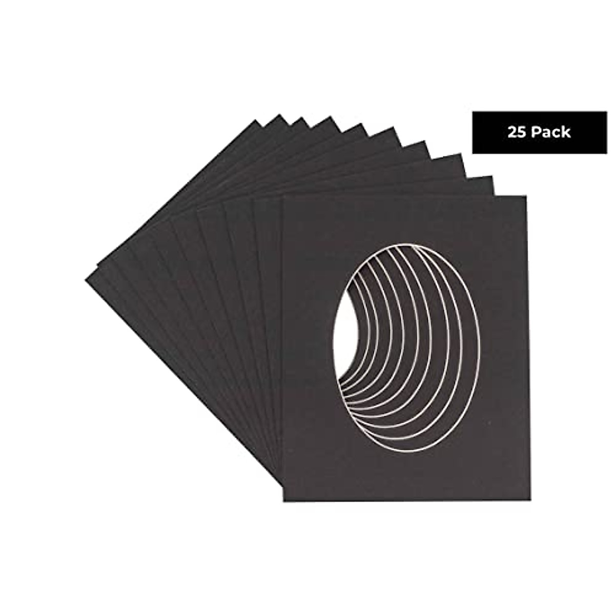 22x30 Mat Bevel Cut for 19x26 Photos - Precut Textured Black Oval Shaped Photo Mat Board Opening - Acid Free Matte to Protect Your Pictures - Bevel Cut for Family Photos, Pack of 25 Matboards Show
