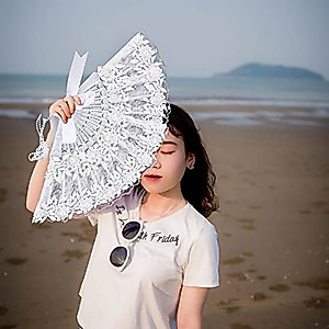 FOMIYES Lace Peal Fan Folding Hand Fans Wedding Bride Fan Dance Fan Decorative for Performance Wedding Dancing Church Party