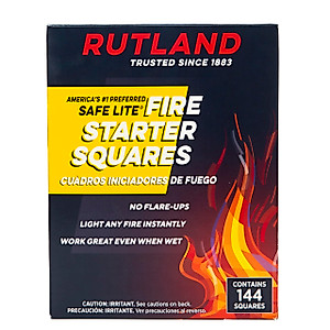 Rutland 50B Safe Lite Fire Starter Squares, 144 Squares