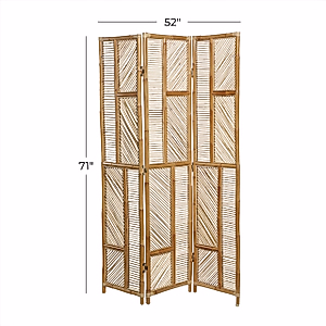 Deco 79 Wood Geometric Partition Room Divider Screen Hinged Foldable Partition 3 Panel Privacy Screen, Room Partition 52" x 1" x 71", Brown