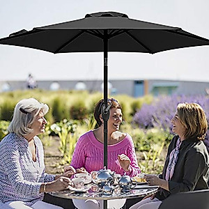 SUNVIVI OUTDOOR 7.5 Ft Patio Umbrella Outdoor Market Table Umbrella Luxury Aluminum Pole Umbrella with Push Button Tilt and Crank, 6 Ribs, Polyester Canopy, Black