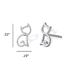 Boma Jewelry Sterling Silver Cut Out Cat Stud Earrings
