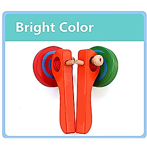 FQStech Wooden Spinning Top Gyroscope peg-top with Handle and Pull String Wire,can Last Long time, Color Random