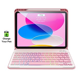 ALIWLHOF Case with Keyboard iPad 10th Generation (10.9", 2022),Keyboard Case for iPad 10.9" 10th Gen, 7 Colors Backlit Keyboard Case with Pencil Holder-Detachable Bluetooth Keyboard Case