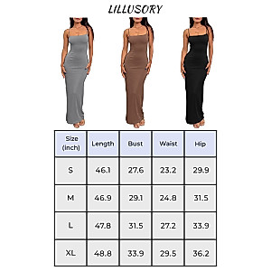 LILLUSORY Womens Bodycon Maxi Dresses 2025 Spring Fashion Summer Casual Slip Long Sundress Sun Sleeveless Beach Vacation Resort Wear Midi Cute Trendy Going Out Dress Outfits Clothes Black
