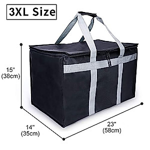 Bodaon Insulated Food Delivery Bag for Catering, XXX-Large, Hot Cold Meal Restaurant, Grocery Bags for Uber Eats, Instacart, Doordash, Grubhub, Postmates, Black