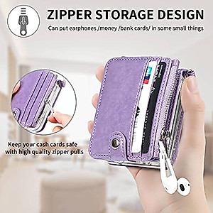 Suitable for Samsung Galaxy Z Flip4 Phone case Long Lanyard Insert Card Creative 2 in 1 Removable Zip case,T1,for Samsung Z Flip 3