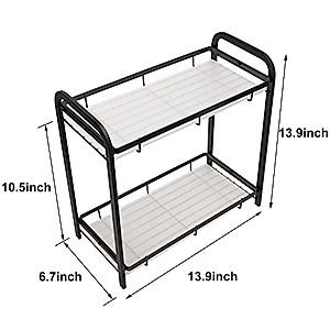 Hihotiner 2 Tier Bathroom Counter Organizer, Premium Sink Organizer Countertop, Kitchen Spice Rack Storage Shelf, Living Room Organization, Dresser Top Vanity Tray, Bedroom Storage, Black