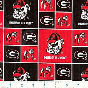 Collegiate Cotton Broadcloth University of Georgia Bulldogs Fabric by Sykel Enterprises