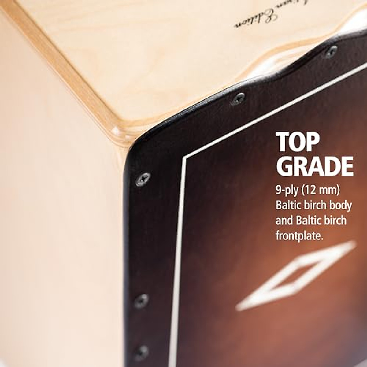 Meinl Artisan String Cajon with Espresso Burst Frontplate / Baltic Birch Body - MADE IN SPAIN - Soleá Line, 2-YEAR WARRANTY (AESLEB)