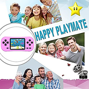 Beijue Retro Handheld Games for Kids Built in 218 Classic Old Style Electronic Game 2.5'' Screen 3.5MM Earphone Jack USB Rechargeable Portable Video Player Children Travel Holiday Entertain (Pink)