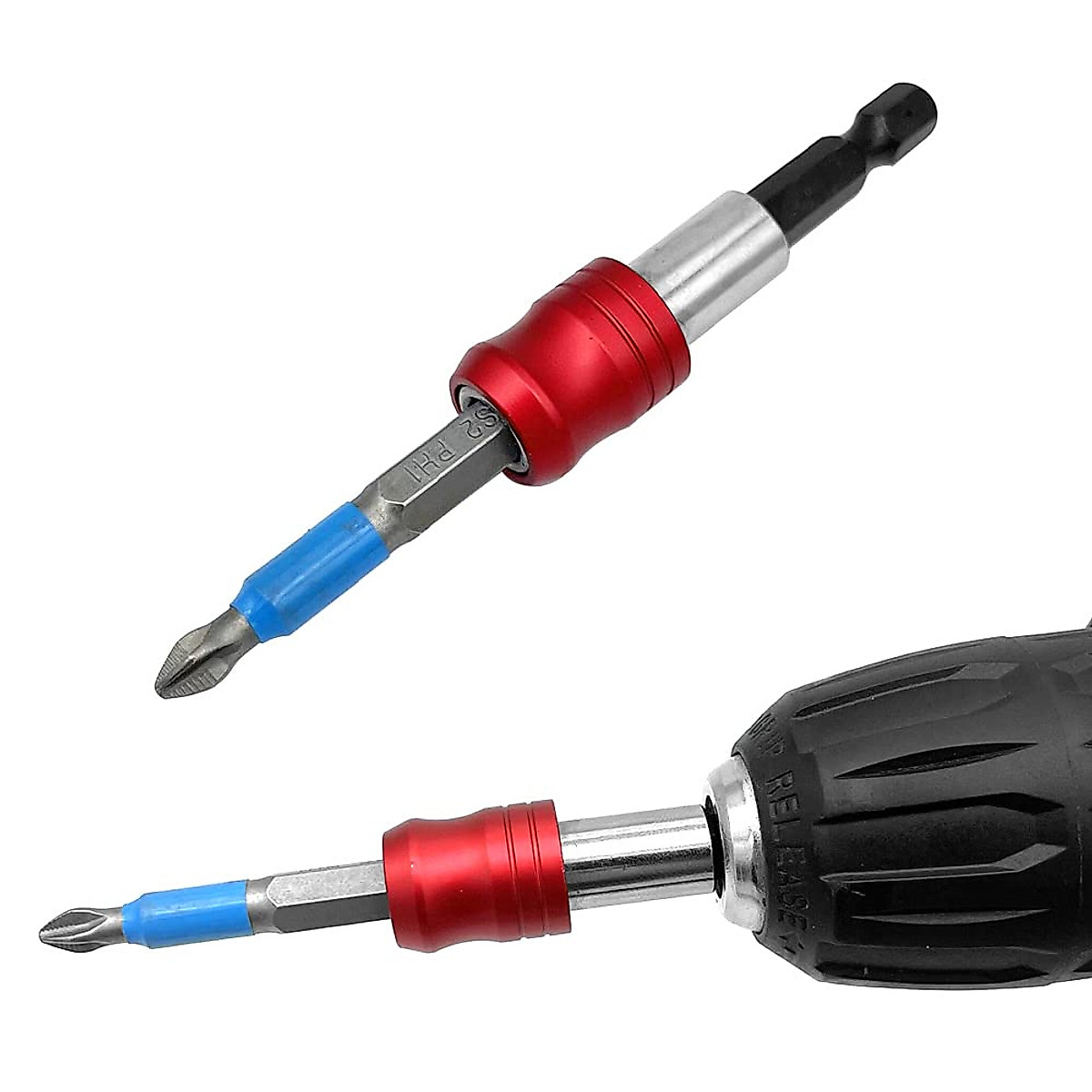 Saipe 3pcs 1/4” Hex Shank Magnetic Screwdriver Bits Holder Quick Release Drill Bit Extension Bar Chuck Adapter Quick Change Socket Screw Driver Drill Bit for Hand-held Drivers or Power Drill, 60mm