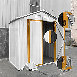Reemoon 4 X 6 FT Storage Shed, Outdoor Metal Garden Shed with Lockable Door, Waterproof Tool Shed for Yard, Patio, Lawn