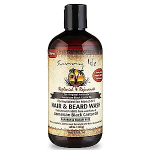 Sunny Isle Jamaican Black Castor Oil 2-N-1 Hair & Beard Wash 12oz | Cleanses, Hydrates, Moisturizes Hair & Skin | Detangles Beard | Paraben & Sulfate FREE
