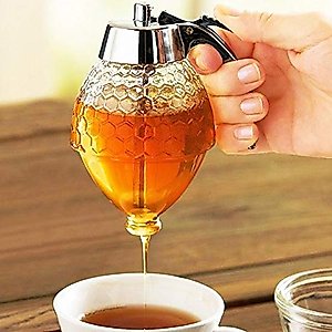 No Drip Glass Maple Syrup Dispenser Glass Honey Pot Honey Jar, Honey Dispenser Honey Container Pot Honey DippersPlates & Serving Dishes