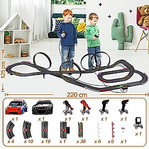 High-Speed Slot Car Race Track Playset, Deluxe Size Car Racing Games for Kids Electric Powered Super Loop Speedway with Two Cars for Dual Racing, Kids Toys for 6 7 8 9 10-16 Years Old Boys Gifts