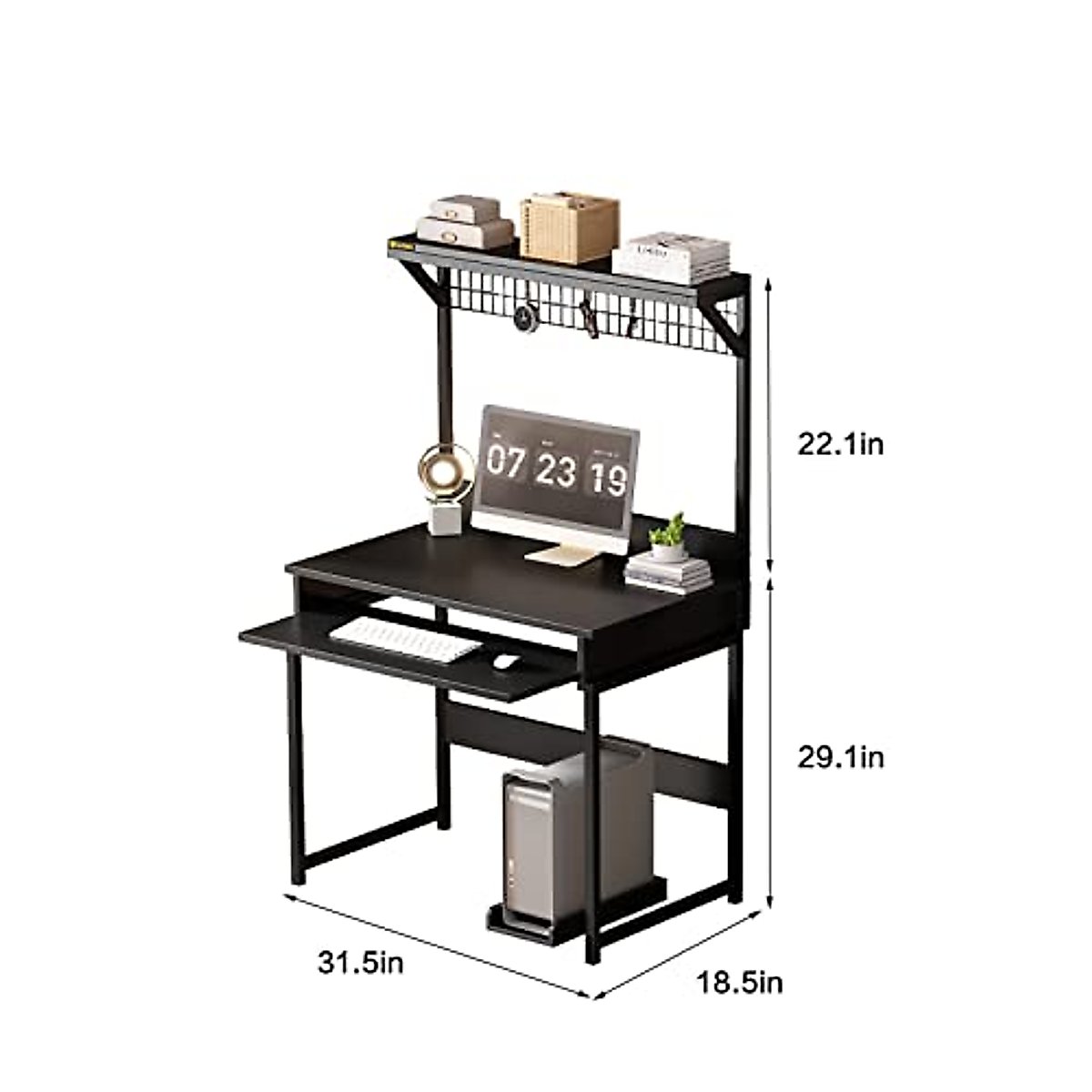 ALISENED 31.5" Computer Desk with Hutch, Office Desk Study Table Writing Desk Workstation PC Table for Home Office，Space Saving Design