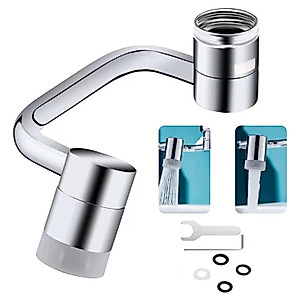 Universal 1080° Rotating Faucet Extender Aerator,2 Packs Solid Brass Universal Splash Filter Faucet,1080 Big Angle Swivel Faucet Aerator Sink Attachment,Dual-Function 2-Flow Sprayer