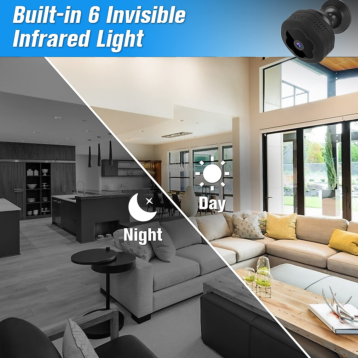 WiFi Spy Hidden Camera Mini Wireless Portable Nanny Cam,1080P HD Small Indoor Security Cameras with Night Vision Motion Detection Alert for Phone APP, Tiny Spy Cam for Home/Apartment/Car/Office/Baby