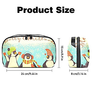 Travel Cord Organizer, Tech Organizer, Electronics Organizer, Cable Organizer Bag, Cute Cartoon Christmas Penguin