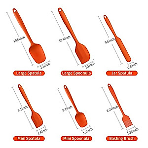 Silicone Spatula,Spatulas Silicone Heat Resistant,6 PCS silicone cooking utensils set,Non-Stick and Non-Scratch Spatula Set,Stainless Steel Core,Great Grips Spatulas for Cooking,Baking and Mixing