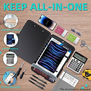 Sunnyclip Clipboard with Storage, Real Hinge & 2 Compartment, Letter Size Plastic Side Opening Lightweight Portable Slimcase Box, Smooth Writing for Paperwork Office Classroom Supply