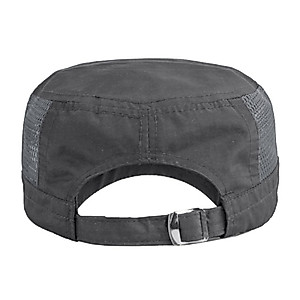 FASHIXD Mesh Military Cap Summer Army Hats for Men Quick Qry Short Bill Hat Cadet Cap (Dark Grey)