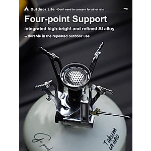 Camping Stove Portable Backpacking Stoves - Backpack Camp Stove with Piezo Ignition Stable Support Wind resistance Gas Stove Backpacking Gear for Camping Hiking Outdoor Cooking