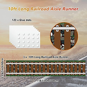 3 Pack 24 Inch x 10 ft Western Plastic Railroad Track Aisle Runner Party Decorations Cowboy Floor Carpet Runner Wild West Party Supplies Train Railroad Tablecloth for Birthday Party Favors