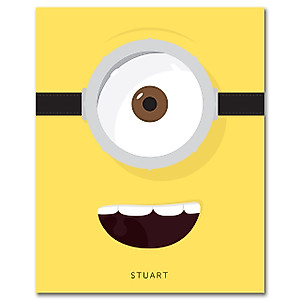 BigWig Prints Minions Poster - Minion Bedroom Decor, Despicable Me Wall Art, Despicable Me Party Decorations, Kids Movie Posters, Wall Decor Artwork for Kids Room - Unframed Set of 4 (8x10)