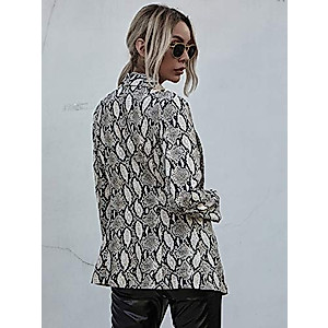 Floerns Women's Long Sleeve Open Front Snakeskin Print Blazer Outerwear Multicolor-4 XL