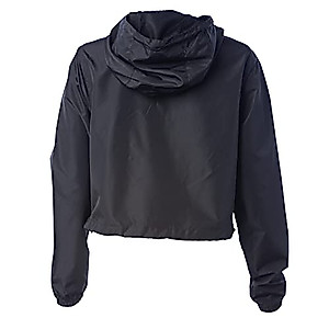 Global Blank Womens Cropped Jacket Crop Top Hoodies for Women Cropped Windbreaker Jackets, Black, Large