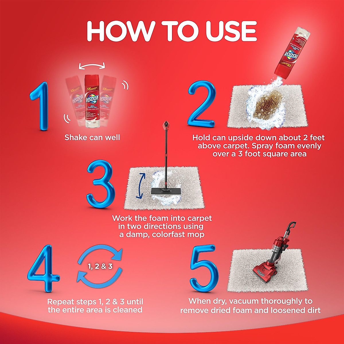 Resolve High Traffic Carpet Foam, 22 oz Can, Cleans Freshens Softens & Removes Stains