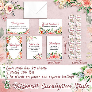 Jetec 100 Pack Pink Rose Funeral Sympathy Bereavement Thank You Cards with Envelopes and Stickers Bulk Greeting Cards for Family Loved Ones Bus Driver Wishes Holiday Celebration