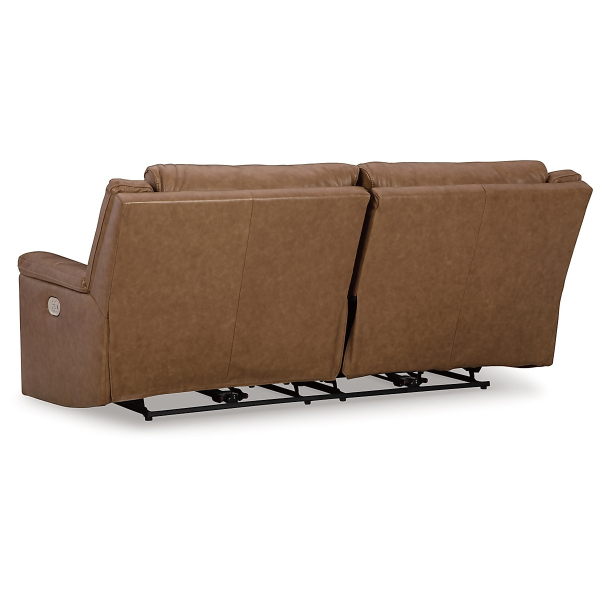 Signature Design by Ashley Trasimeno Contemporary Leather Match 2 Seat Power Reclining Sofa with Adjustable Headrest and USB Ports, Dark Brown