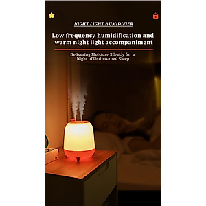 Humidifiers for Bedroom with Nightlight, Ultrasonic Cool Mist Humidifier Top Fill, Quiet Baby Air Humidifier with Night Light 5 Colors, Single/Double hole spray, Auto Shut-Off, 1.5L(Orange)