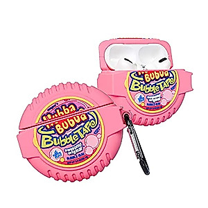 EYST Airpod 2/1 Silicone Case, Soft 3D Cartoon Fashion Cute Cool Design Shockproof Protective Air Pods Cover Kids Girls Women Funny Headphone Fun Unique Keychain Cases for AirPods 2&1, PINK GUM