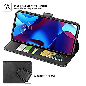 Cresee Case for Moto G Pure (2021)/ Moto G Power (2022)/ Moto G Play (2023) PU Leather Wallet Flip Cover [3 Card Slots 1 Money Pocket] [Magnetic Closure] [Stand Kickstand] Folio Phone Case - Black