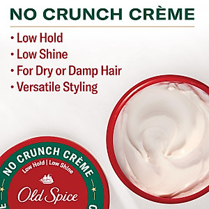 Old Spice No Crunch Crème, Hair Styling Crème for Men, Low Hold with Low Shine, 2.22 oz