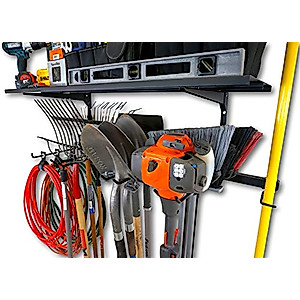 StoreYourBoard Tool Pro Essential Garage Rack, Equipment Organizer, Wall Mount Hanger With Overhead Shelf