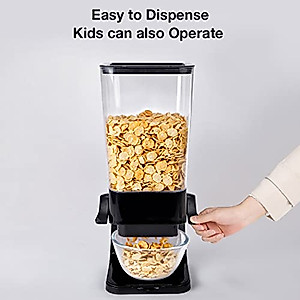 Tokokimo Cereal Dispenser, Cereal Dispenser Countertop, Cereal Containers Storage, Food Dispenser for Grains, Nuts, Candies, Oatmeal, Snacks, Cat Food, Dog Food, Black, 2pc