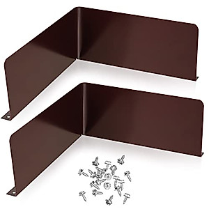 2 Pcs Gutter Valley Splash Guards 15.75 x 3.54 x 0.59 Inches Downspout Diverter Roof Rain Diverter with 20 Pcs Matching Gutter Screws Foldable Rain Gutter Guards for Corner House, Bent Style (Brown)
