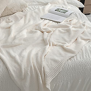 Bearberry Super Soft Knit Throw Blanket Lightweight Cozy Warm Fluffy Throw Blankets for Couch Bed Sofa (Cream, 50”x60”)