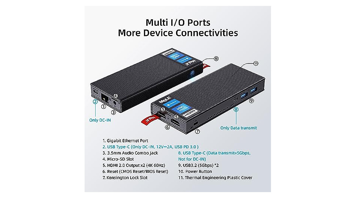 MeLE PCG02 Pro Mini PC Stick with Dual 4K HDMI WiFi6 USB-C Windows 11