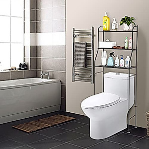 Ochine 3 Tier Toilet Rack Bathroom Storage Shelf Industrial Bathroom Organizer Over Toilet Storage Rack Space Saver Rustic Wall Shelves Cabinet for Bathroom Living Room Kitchen (Ship from USA)