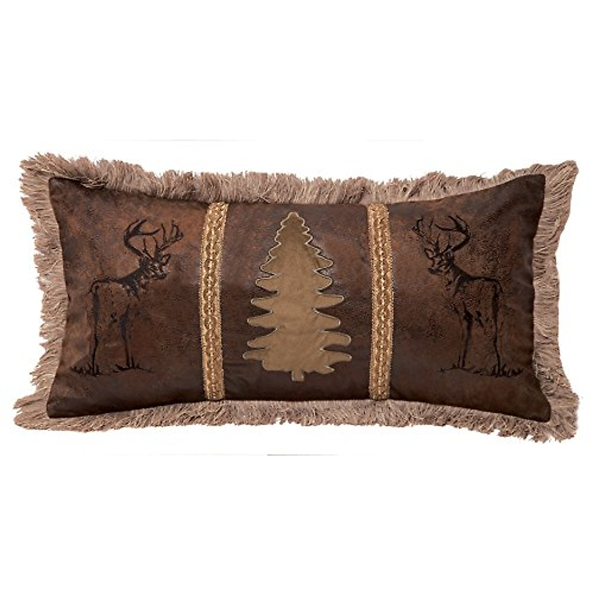 Carstens, Inc Buck and Tree Faux Suede Decorative Pillow, 14" x 26", Multicolor
